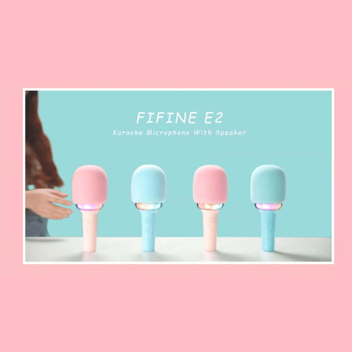 FIFINE E2 KARAOKE MICROPHONE (PINK) - WORLD CAMERA